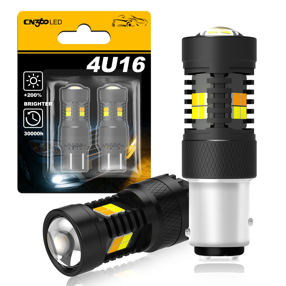 4U16 SMD Dual Color Switchback LED Bulbs 1157 3157 7443 White Amber ...